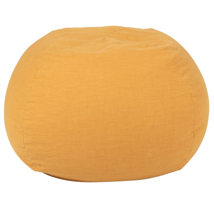 Pouf en lin jaune moutarde Tekla | Maisons du Monde
