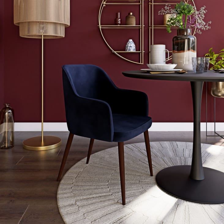 Professioneller Dining Sessel aus Samt in Nachtblau Sacha Business ...