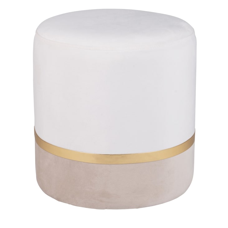 Puf redondo de terciopelo crudo y dorado MANDURIAN | Maisons du Monde