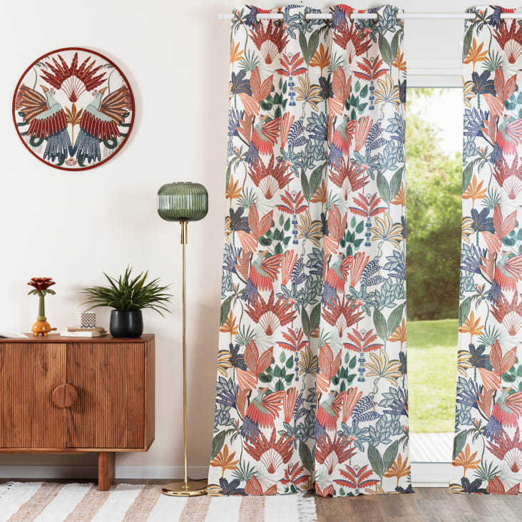 Rideau à œillets motif exotique multicolore à l'unité 140x250 AMDAR ...