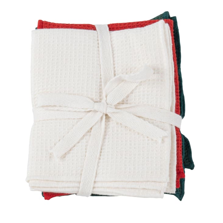 Rode, groene en gebroken witte katoenen handdoeken 30x50 (x3) Bedoin ...