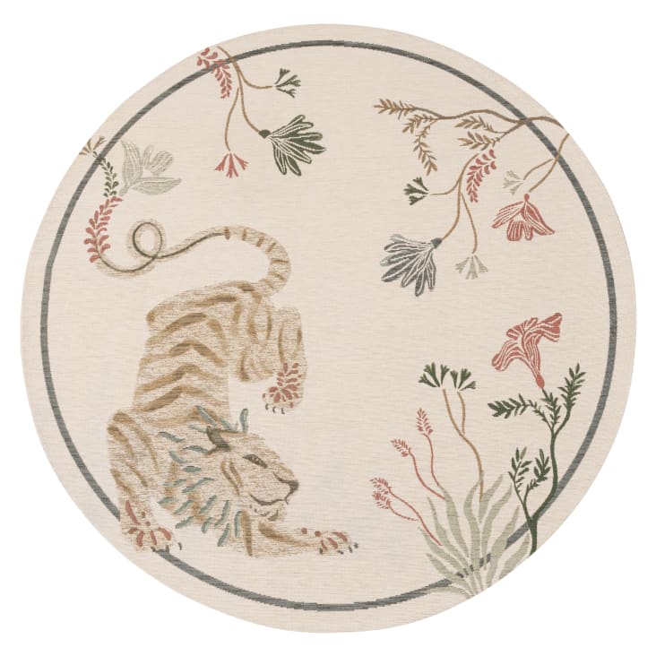 Rond geweven jacquard tapijt met exotisch multicolour motief D120 Socna ...