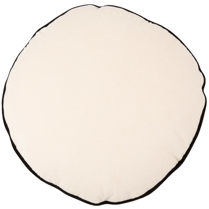 Rond kussen van polyester, ecru met zwarte bies, diameter 40 cm Molly ...