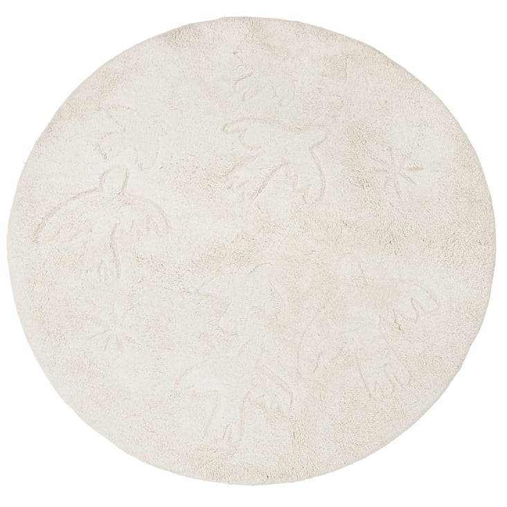 Rond wit kindertapijt met getufte vogel- en sterrenmotieven D120 ...