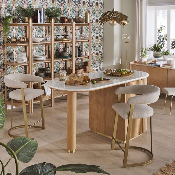 Sedia per isola centrale beige e dorata alt. 66 cm Warren | Maisons du ...