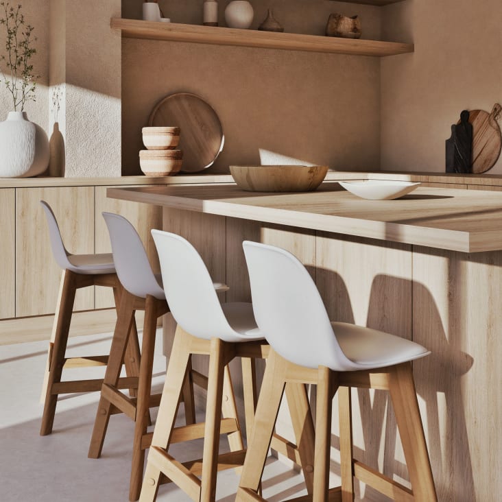 Sedia per isola centrale stile scandinavo bianca e quercia H66 Ice ...