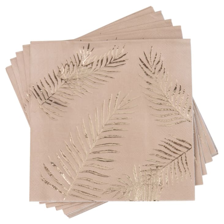 Serviettes en papier imprimé feuilles dorées (x20) PALME | Maisons du Monde