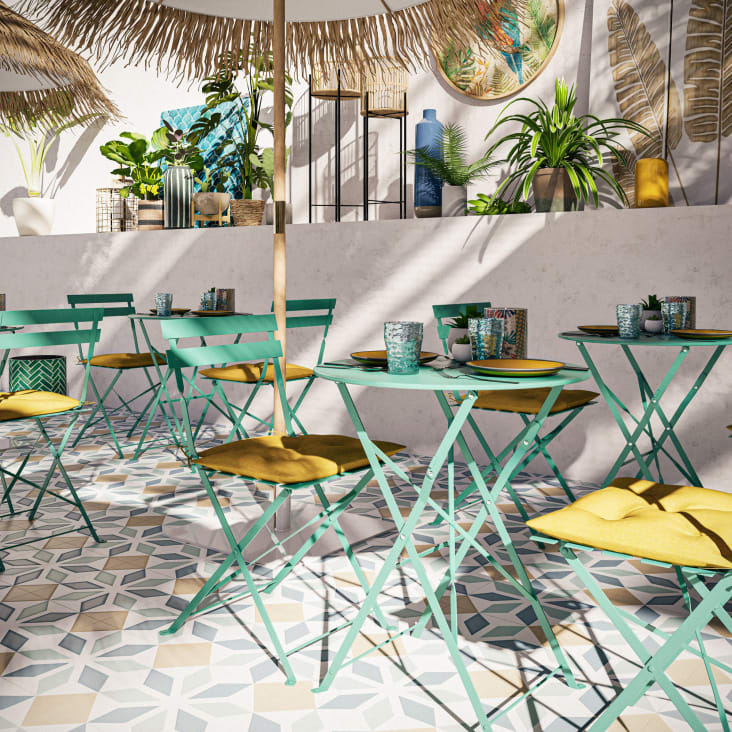 Set aus 2 Gartenklappstühlen aus grünem Stahl Guinguette | Maisons du Monde