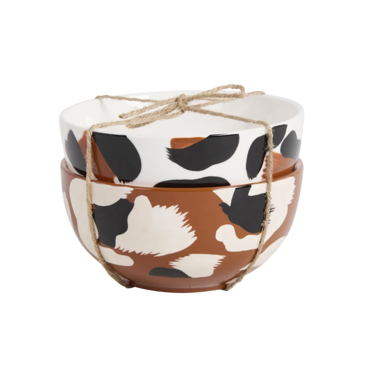 Set de 2 cuencos de cerámica con estampado de leopardo tricolor Leopard ...