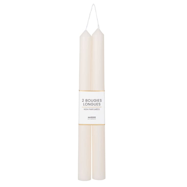 Set di 2 candele lunghe striate bianche Colorama | Maisons du Monde
