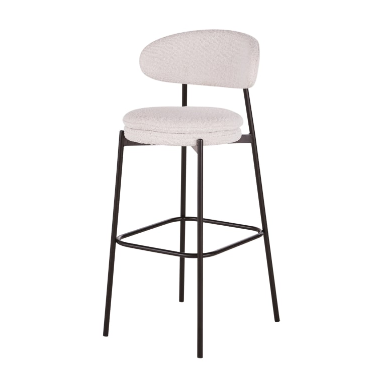 Set di 2 sedie da bar in acciaio nero e bouclé color sabbia alt. 78 cm ...