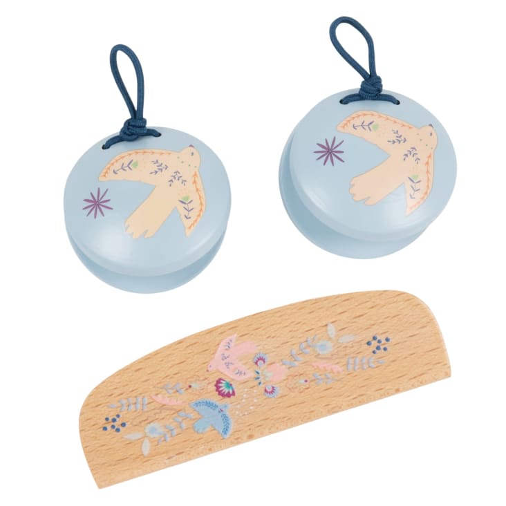 Set di nacchere e armonica per bambini in legno di schima e faggio ...