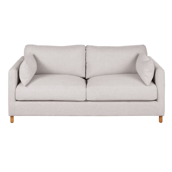 Sofá cama 3/4 plazas de tela gris claro, colchón de 14 cm Julian | Maisons du Monde