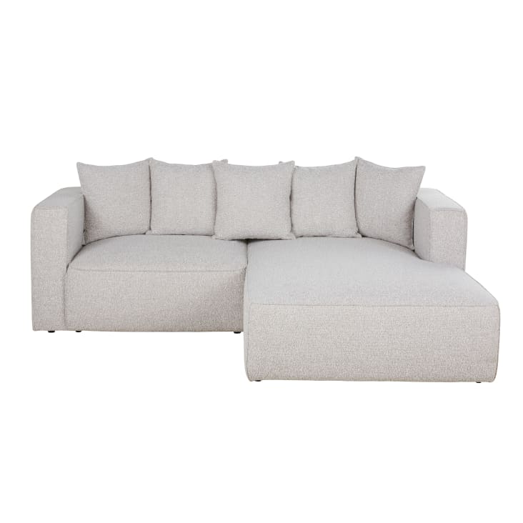 Sofá-cama de canto direito, 3/4 lugares, cinzento claro mosqueado Barnaby | Maisons du Monde