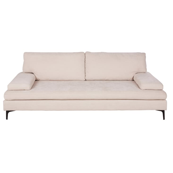 Sofá de 3 plazas con respaldo avanza/recula de tela beige Oward ...