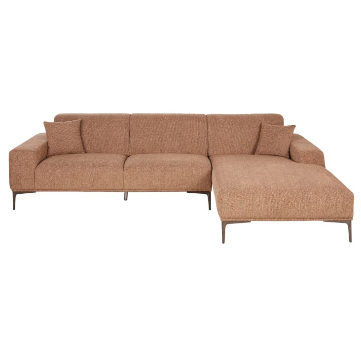 Sofá rinconera derecho de 4/5 plazas de tela ocre Tokyo | Maisons du Monde