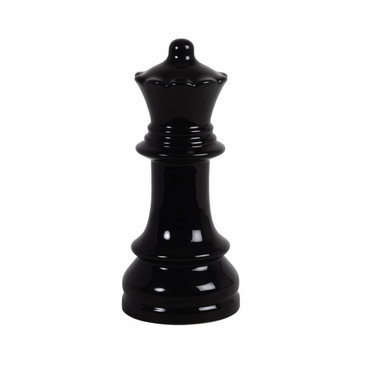 Statuette pion reine d'échec en faïence noire H22 Reina | Maisons du Monde