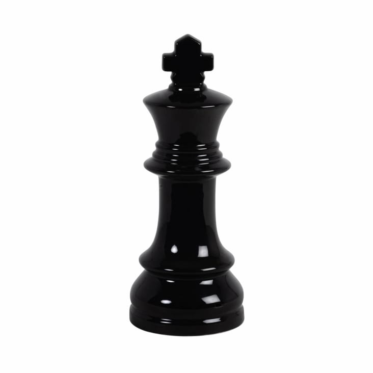 Statuette pion roi d'échec en faïence noire H25 King | Maisons du Monde