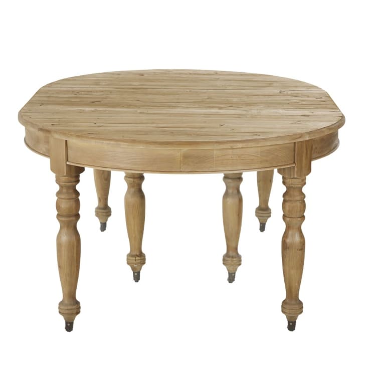 Table à manger extensible à roulettes en bois de pin recyclé 12/14 ...