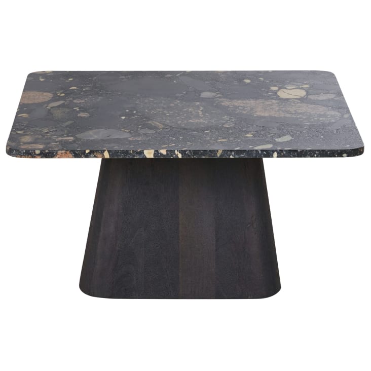 Table basse en pierre et bois de manguier massif noir L80 Pixus ...