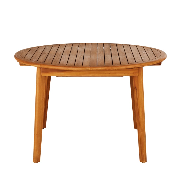 Table de jardin ronde extensible en bois de teck 4/6 personnes L120/170 ...