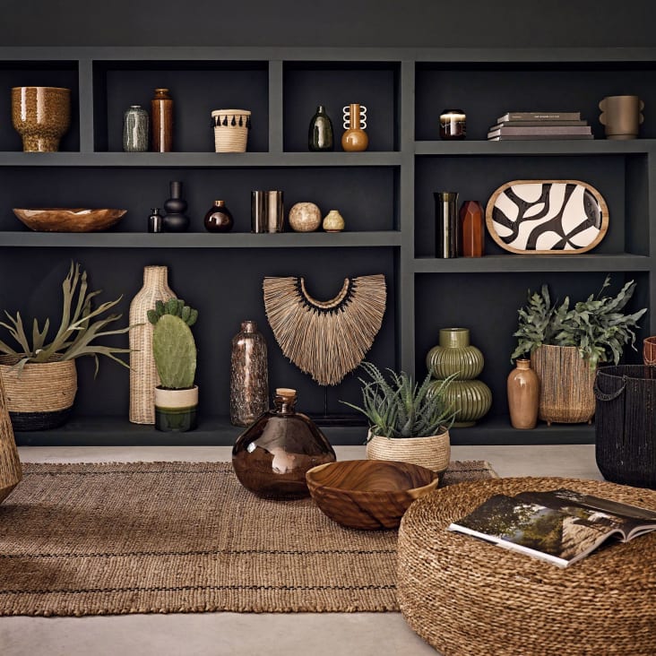 Taça oval em mangueira castanha, bege e preta | Maisons du Monde