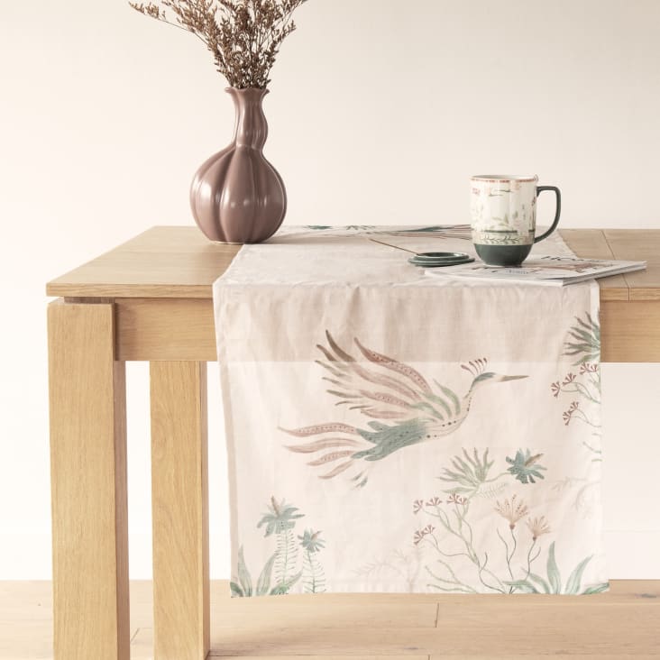 Tafellaken van multikleurige katoenen voile met exotisch print 50x150 ...