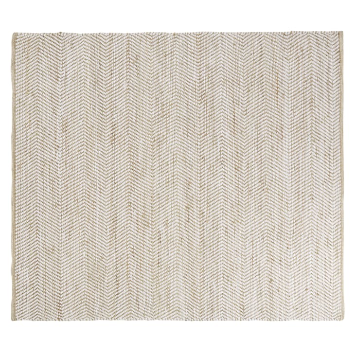 Tapijt van gerecycleerd geweven katoen en jute 200 x 200 cm BARCELONE ...