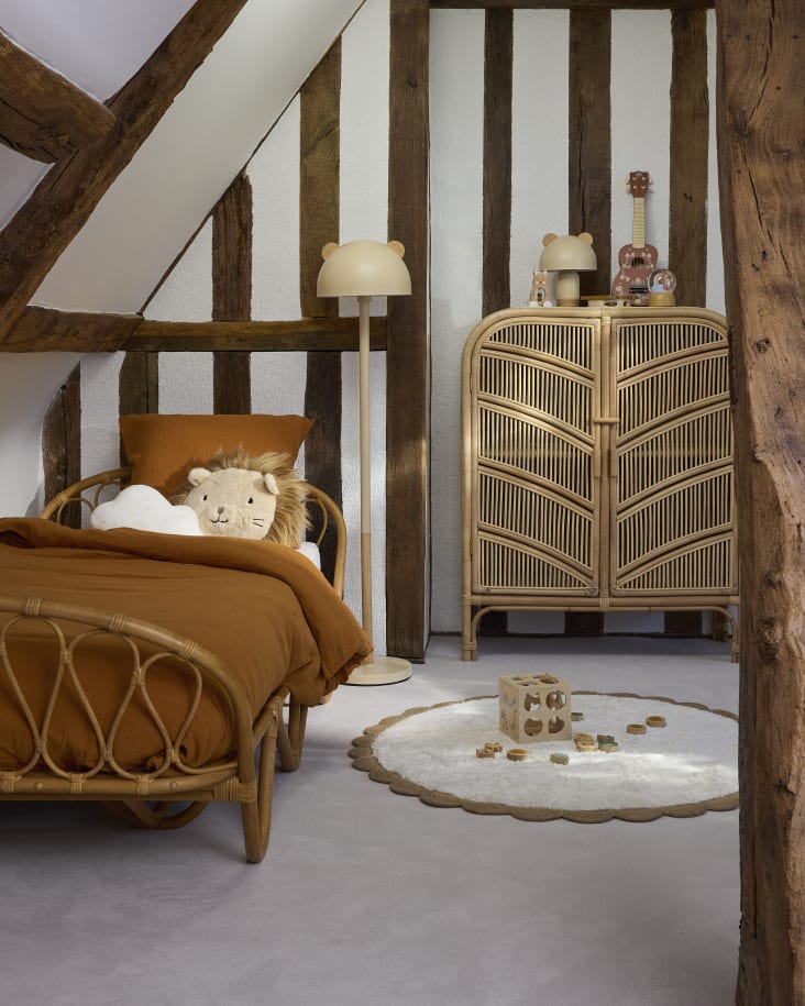 Tapis rond en coton recyclé et jute beige et blanc cassé D114 OULANKA | Maisons du Monde