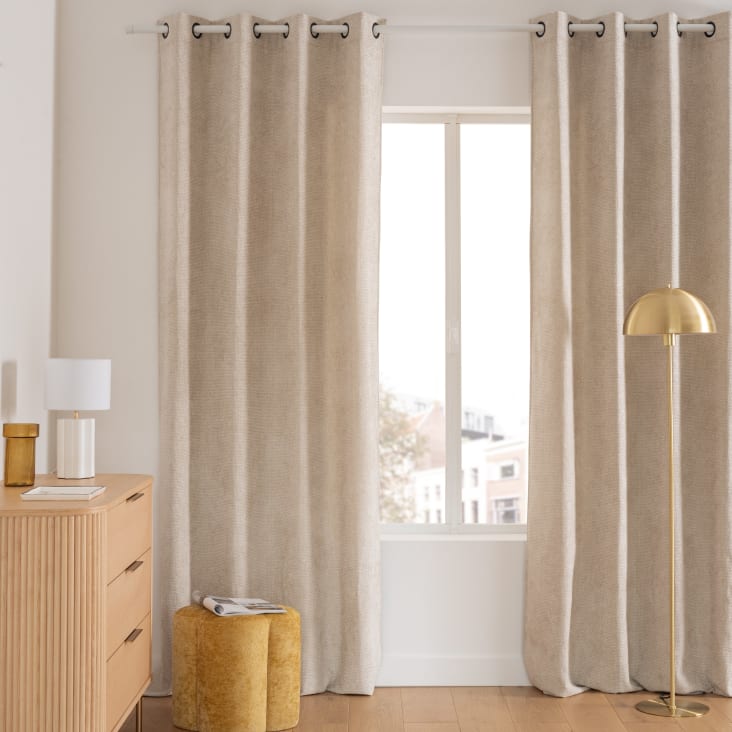 Tenda ad occhielli in ciniglia beige, al pezzo 135x250 cm Gillian ...