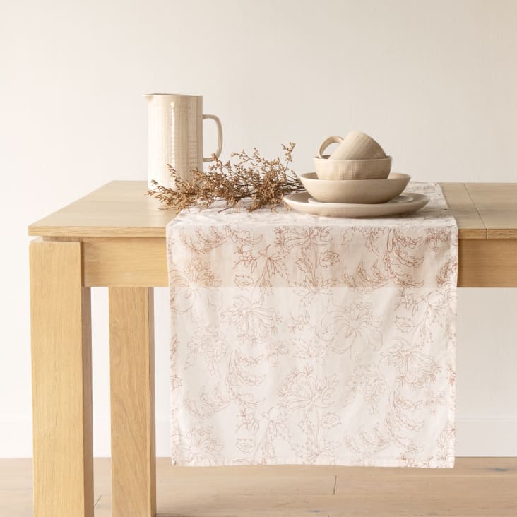 Tischläufer aus Baumwolle, cremefarben und rosa 50x150cm Prala ...