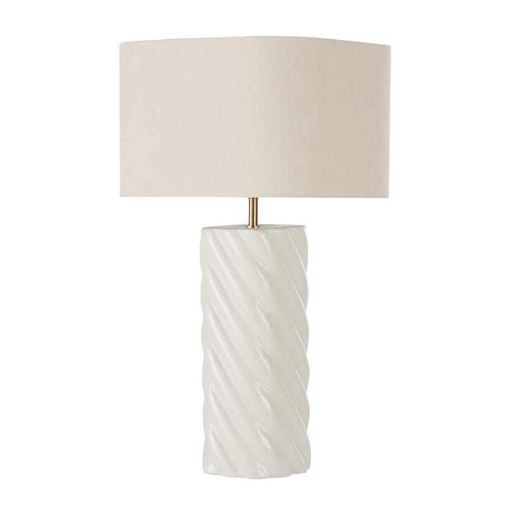 Tischlampe aus Keramik mit Textilschirm, beige/creme Trenzado | Maisons ...
