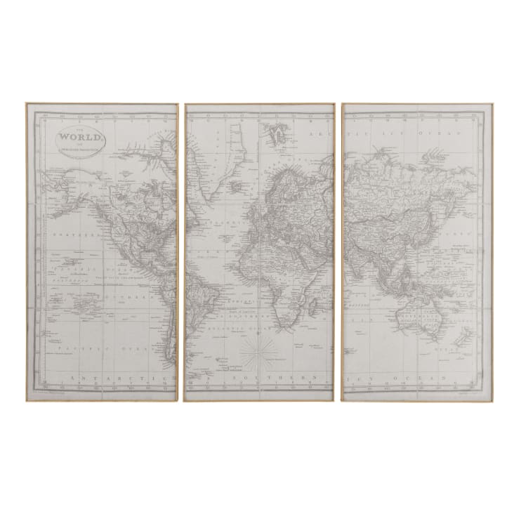 Toiles triptyques imprimé carte du monde 159x101 Copernic | Maisons du ...