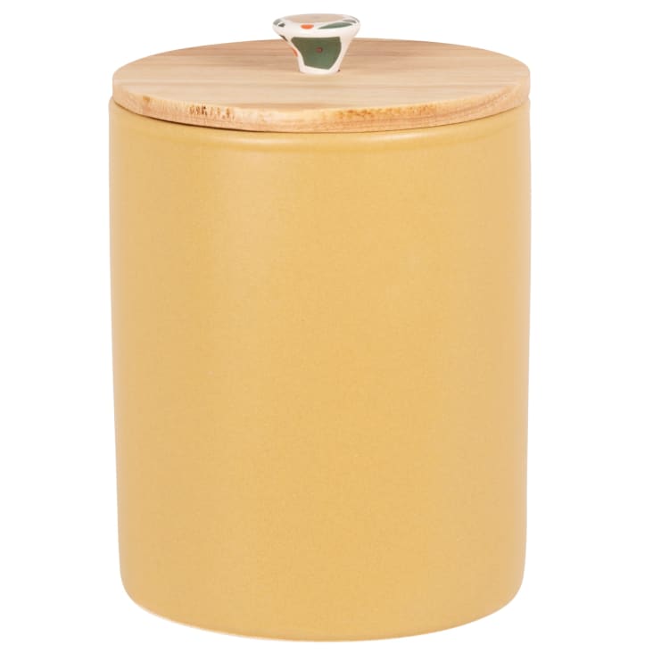 Topf aus Steingut und Deckel aus Gummibaumholz H16cm Norfolk | Maisons ...