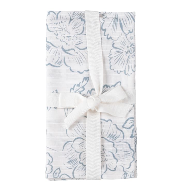 Torchon en coton texturé bicolore motif imprimé floral 50x70 Catrinel ...