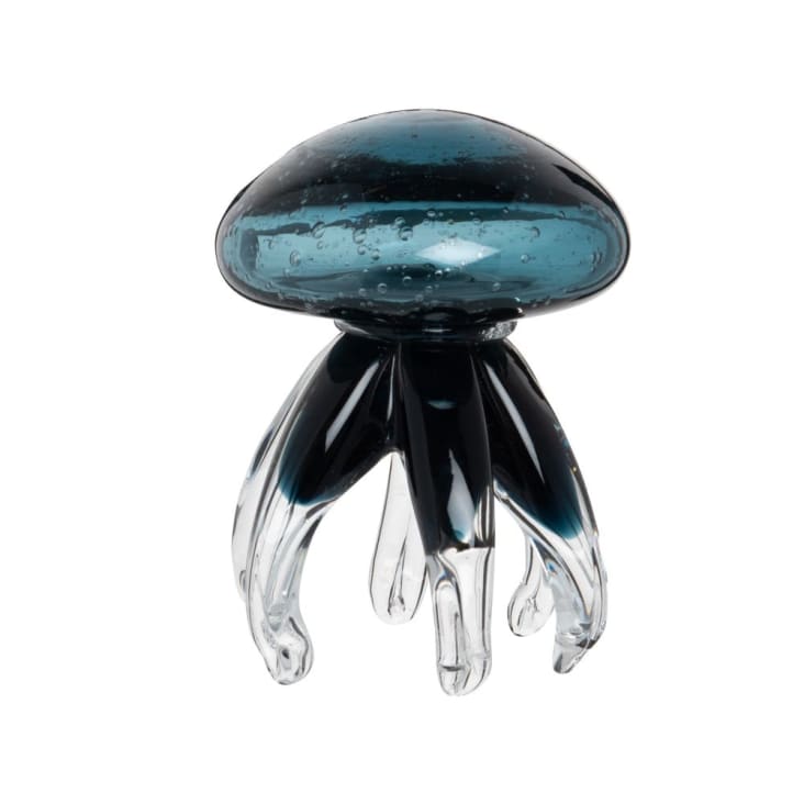 Transparant glazen beeld met blauwe kwal H14 Ikaria | Maisons du Monde