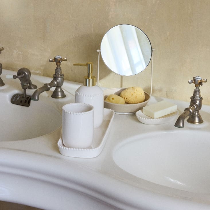 Vaso borde perlas de loza blanca Kate | Maisons du Monde