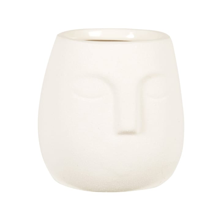 Vela perfumada con diseño de rostro en tarro de cerámica blanca 190g ...