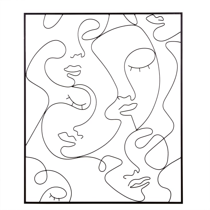 Wanddeko abstrakte Gesichter aus schwarzem Metalldraht, 100x120cm LIVIA | Maisons du Monde