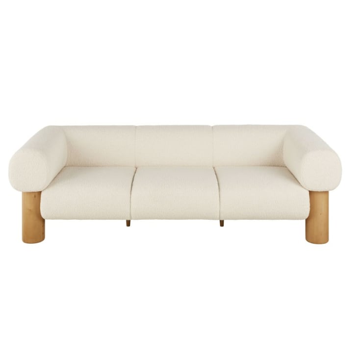 Zetel met 3 zitplaatsen van wol met bouclé-effect - wit Phoenix ...