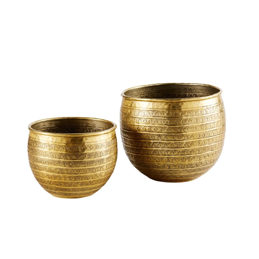 2 Hand-Carved Gold Metal Pots Ayda | Maisons du Monde