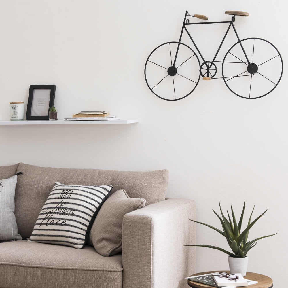 Déco murale vélo en sapin et métal noir 76x50 | Maisons du Monde