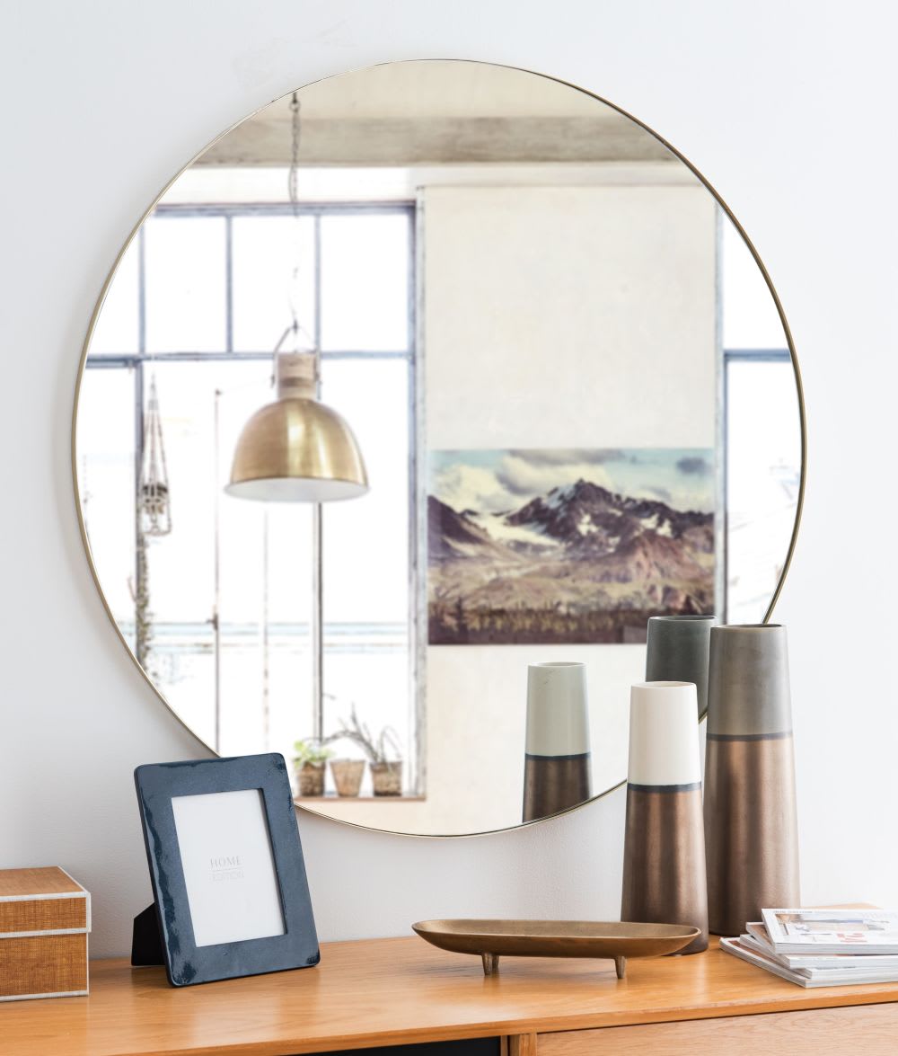 Specchio rotondo in metallo dorato, D 90 cm Clement | Maisons du Monde