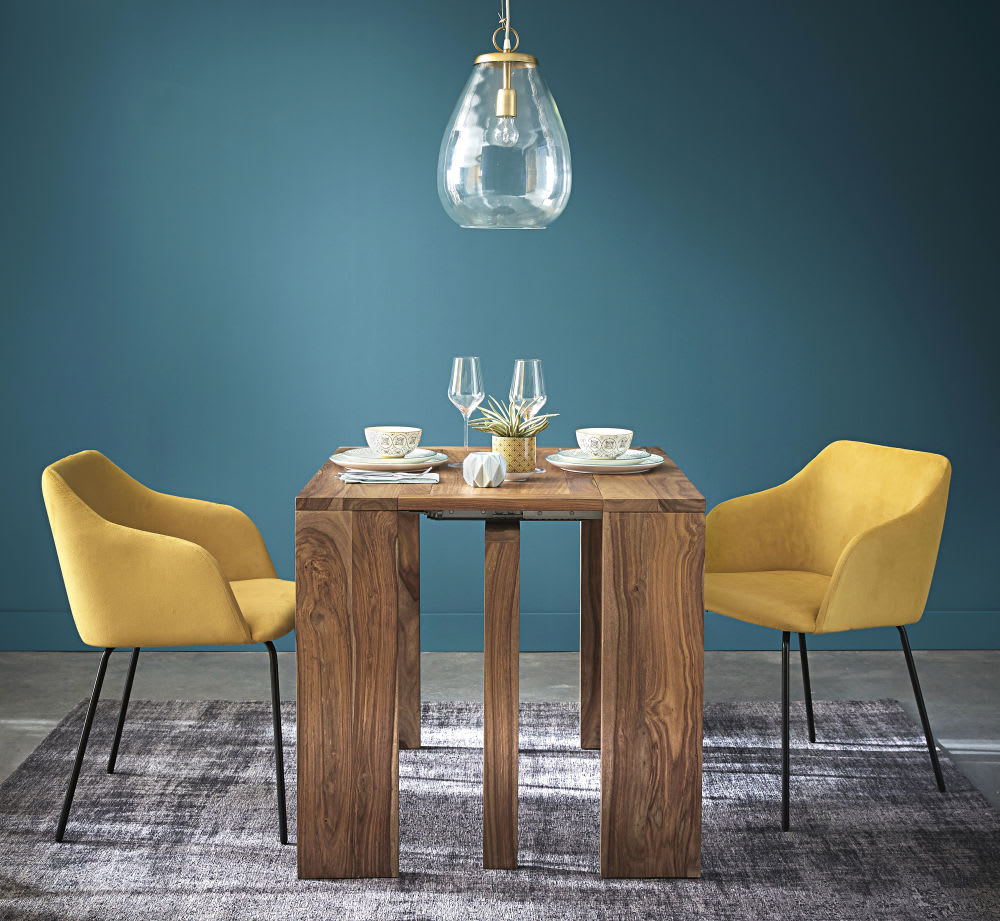 Tavolo consolle allungabile in legno massello di sheesham 2/6 persone ...