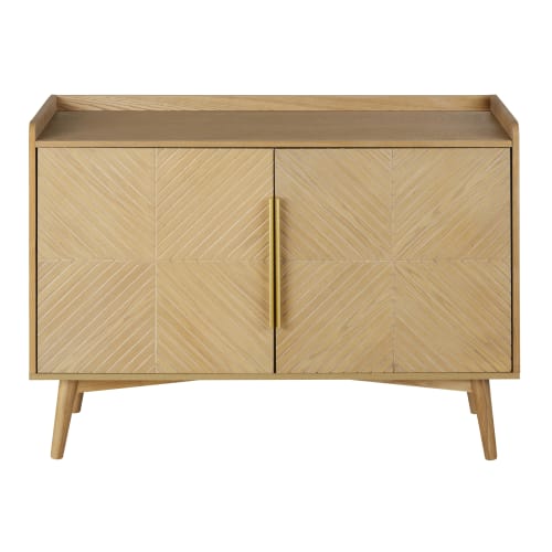Buffet vintage 2 portes beige et métal coloris laiton doré L109 Axelle ...