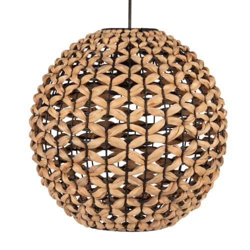 Candeeiro de teto em forma de bola em fibra vegetal e metal preto ANAS ...