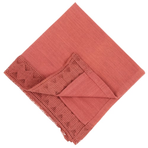 Guardanapos em algodão com renda terracota 42x42 (2) MAGDI | Maisons du ...