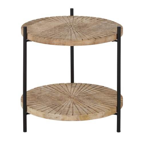 Mesa de apoio em mangueira gravada e ferro preto HENRY | Maisons du Monde