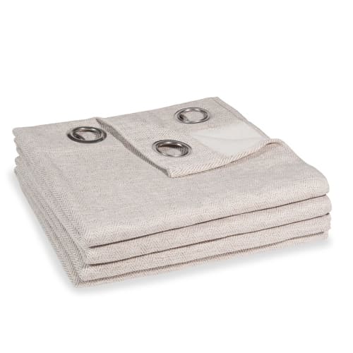 Rideau à œillets beige motifs à chevrons à l'unité 140x270 James ...