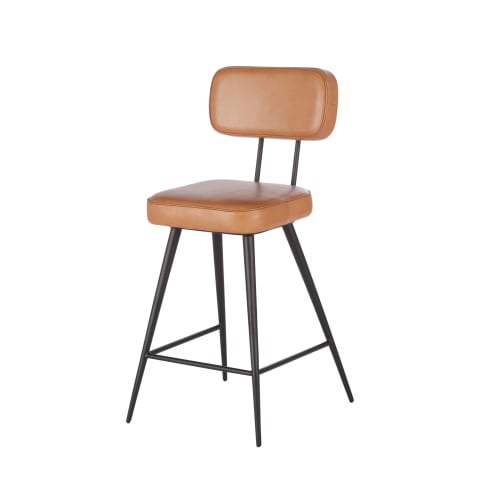 Stoel voor centrale eiland van bruin leer en zwart staal H66 Clapper ...